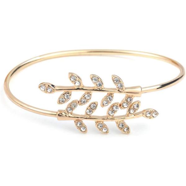 商品名SANWOOD Bangle Bracelets For Women,Fashion Rhinestone Inlaid Leaf Adjustable Opening Bracelets Jewelry Rose Goldブランド：...
