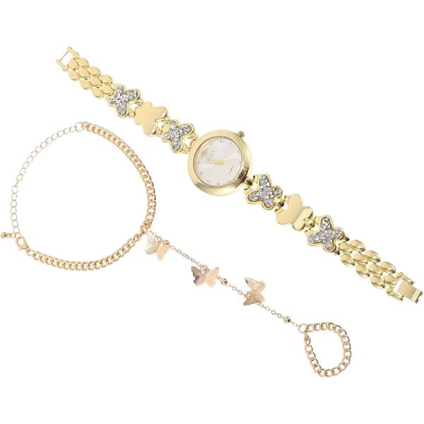 商品名Hemobllo Watch Bracelet Set Girl Bracelets Trendy Decor Gold Rhinestone Trim Women Bracelet Adjustable Chain Bracelet...