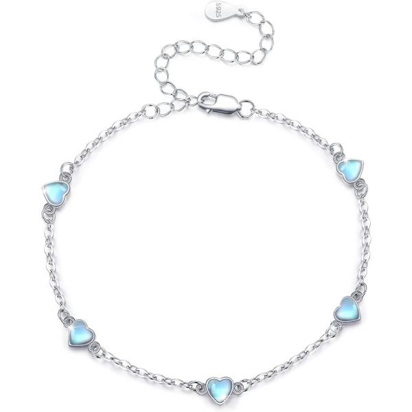 商品名Cuoka Heart Moonstone Bracelet Sterling Silver Rainbow Moonstone Bracelet for Women Girls (Heart Moonstone)ブランド：Cuoka...