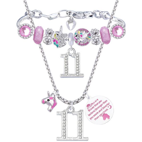 商品名11歳の誕生日 11歳の誕生日ギフト 女の子11歳の誕生日ネックレス 11歳の女の子へのギフトアイデア ジュエリーギフトセット 11歳の女の子へのギフトに 11歳の誕生日チャームブレスレット11th Birthday,11th Bir...