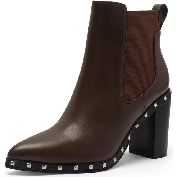 商品名katliu Women's Ankle Boots Pointed Toe Chelsea Boots Elastic Gore Heeled Boots Brownブランド：katliu商品サイズ：7.5高さ：11.9 cm横幅：...