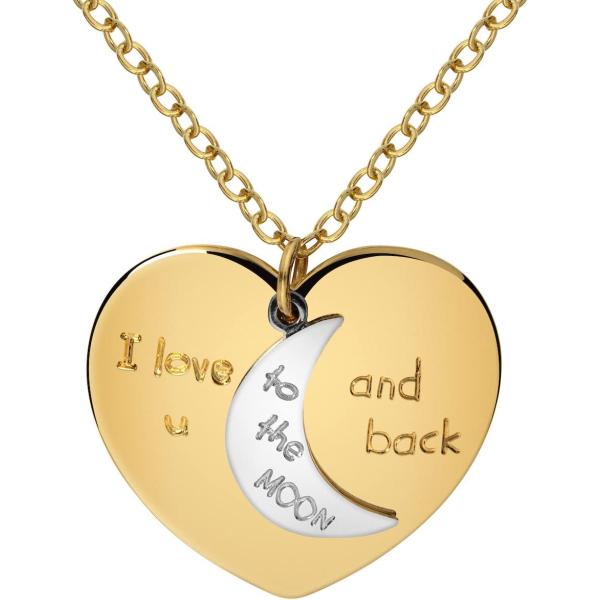 商品名Love You To The Moon and Back ペンダントネックレス ゴールドとシルバー, 真鍮, 宝石なしLove You To The Moon and Back Pendant Necklace, Gold and ...