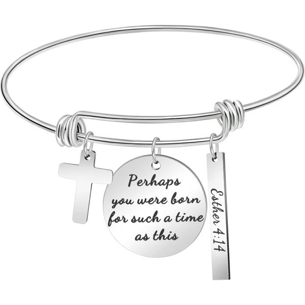 商品名Memgift インスピレーションブレスレット レディース クリスチャンジュエリー 彼女へのギフト 聖書の言葉 拡張可能ブレスレット, ステンレス鋼, サンドストーン,Memgift Perhaps You Were Born for...