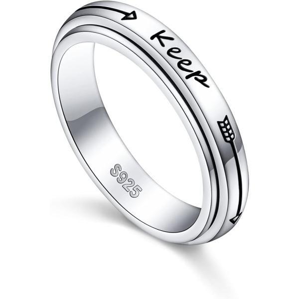 商品名S925 Sterling Silver Spinner Fidget Anxiety Worry Relieving Boredom ADHD Autism Band Rings Keep Going Jewelry Men Wom...
