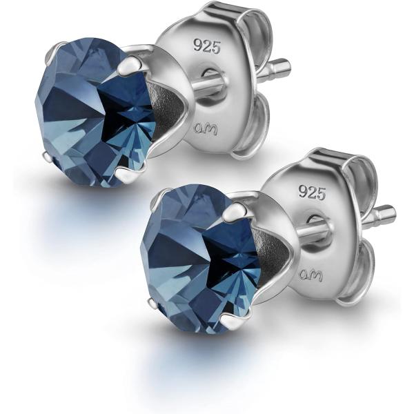 商品名Amberta レディース 925スターリングシルバー ルミクリスタルブルーコレクション スタッドピアス, ルミのクリスタル、925スターリングシルバー。Amberta Women's 925 Sterling Silver Lumi...