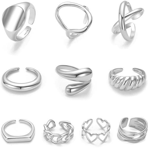 商品名MOROYA ゴールドドームチャンキーリング 女性用 18Kゴールドメッキ 編組ツイストラウンドシグネットリング 調節可能なオープンリングバンド ステートメントジュエリー サイズ7-9, ゴールド、真鍮。, 銅MOROYA 10PCS...