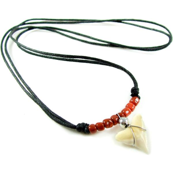 商品名Genuine Shark Tooth ペンダント サーファービーズ コード ネックレス 男女兼用 ChildernGA070Genuine Shark Tooth Pendant Surfer Beads Cord Necklace...
