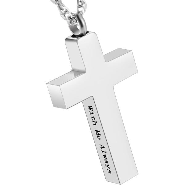 商品名遺灰用十字架ネックレス ステンレススチール 十字架 骨壺 ペンダント 遺灰ホルダー メモリアルジュエリー - With Me Always, ステンレス鋼, 宝石なし。,Cremation Cross Necklace for Ash...