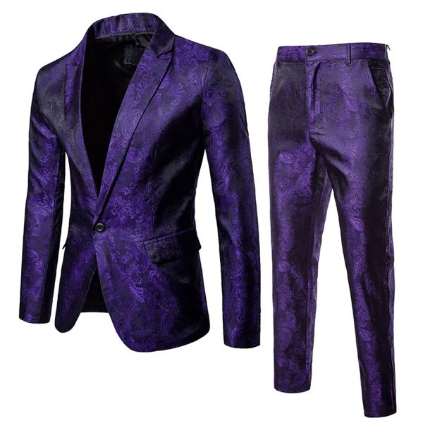 商品名:  Men's 2 Pieces Jacquard Blazer Suits 1 Button Party Wedding Tuxedo Jacket Pants Casual Slim Night Club Dress Suit ...