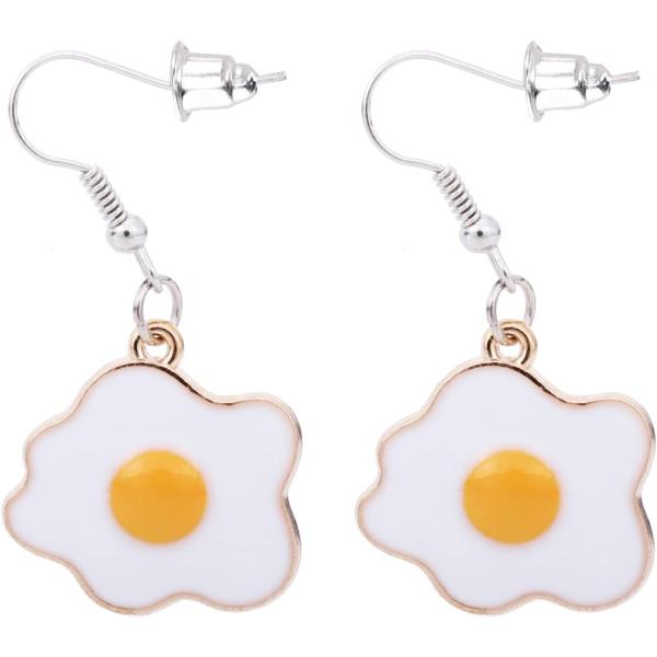 商品名フライドエッグイヤリング かわいいエナメルフライドエッグイヤリング ポチドエッグダングルドロップイヤリング レディース ガールズ 恋人 キッチン 料理 ステートメントジュエリーギフトFried Egg Earrings Cute En...