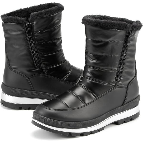 商品名hash bubbie Women's Waterproof Winter Boots Fuzzy Snow Boots with Zipper Warm Mid Calf Boots for Women Womens Boots f...