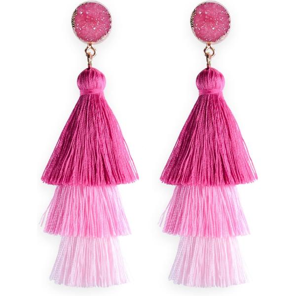 商品名Belmarti カラフル ツリー型 レイヤード タッセル ダングル ドロップ ドゥルージー スタッド イヤリング ホリデーパーティー クリスマス ハロウィン コスチューム ジュエリー レディース ガールズ, ポリエステル, クリスタ...