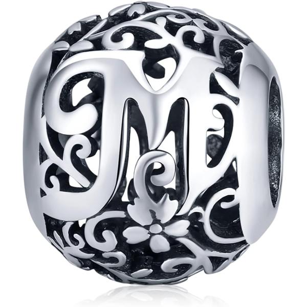 商品名Lorrifal Mori イニシャルチャーム 完全なAZ文字ソリッド925スターリングシルバー キュービックジルコニアビーズ ダングルペンダント パンドラ用 ヨーロピアンブレスレット ネックレス レディース ガールズ, 金属 キュー...