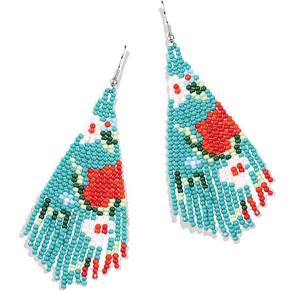 商品名ロングビーズタッセルイヤリング - ボヘミアンフリンジドロップイヤリングステートメント シードビーズトライバルダングルイヤリング Pendientes De Borla、女性や女の子、バレンタインのギフトアイデア, ビーズ, ビーズ,...