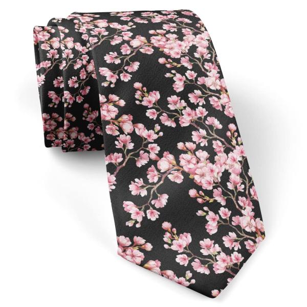 商品名:  Skinny Slim Fashion Necktie for men, Novelty Conversational Neckwear Ties (Cherry Blossoms Watercolor Pattern)ブランド...
