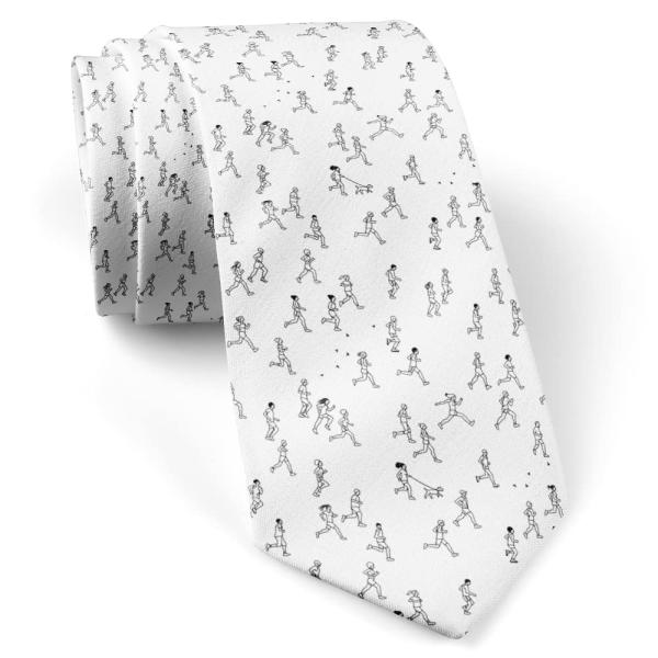 商品名:  Skinny Slim Fashion Necktie for men, Novelty Conversational Neckwear Ties (Tiny Marathon Runners Pattern)ブランド: IKI...