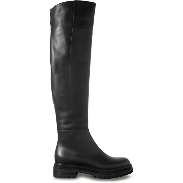 商品名FOWT Over Knee High Boots Women Stretch Wide Calf Long Booties Low Chunky Heel Light Platform Round Toe Flat Booties ...