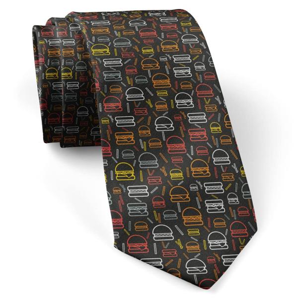 商品名:  Skinny Slim Fashion Necktie for men, Novelty Conversational Neckwear Ties (Colored Burgers Fries Pattern)ブランド: IKI...