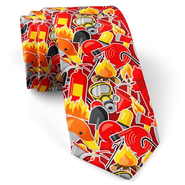 商品名:  Skinny Slim Fashion Necktie for men, Novelty Conversational Neckwear Ties (Firefighting Stickers Fire Pattern)ブランド...