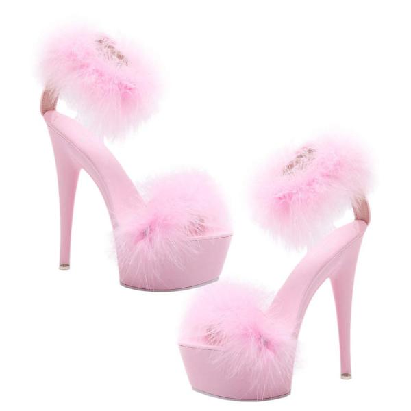 商品名:  1pair Super High Heel Fur Shoes Sandalias Con Para Mujer Sandals with Heels for Women Womens Formal Gown Fluffy He...