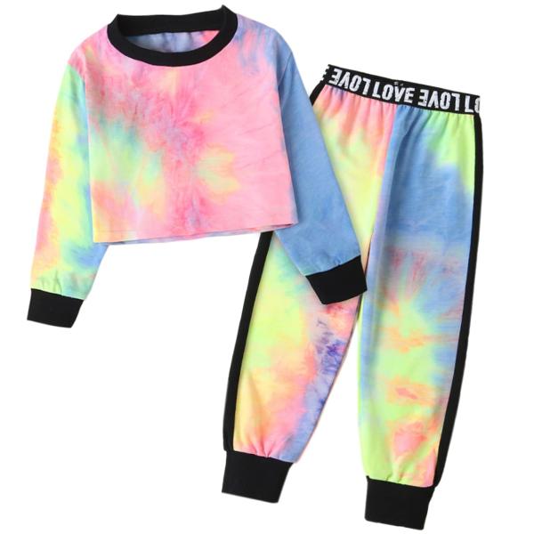 商品名:  Two Piece Sweatsuits for Women, Pullover Long Athletic Shirts + Sweatpant Tie Dye Track Suits Outfits, Belly Butto...