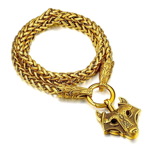 商品名FaithHeart メンズ パンク ノルウェーバイキングネックレス チャンキーネックレス ステンレススチール ミョルニル/ケルトノット ウルフヘッドチェーンペンダント お守り ジュエリー ギフト包装, ステンレス鋼, キュービックジ...