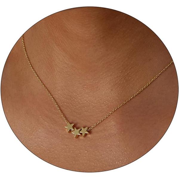 商品名ASCOMY 上品なゴールドペンダントネックレス 14Kゴールドメッキ 繊細な小さなラブハート 星 キュービックジルコニア リーフペンダントネックレス シンプルなネックレス 普段使いジュエリー 女性用, 真鍮, 宝石なしASCOMY ...