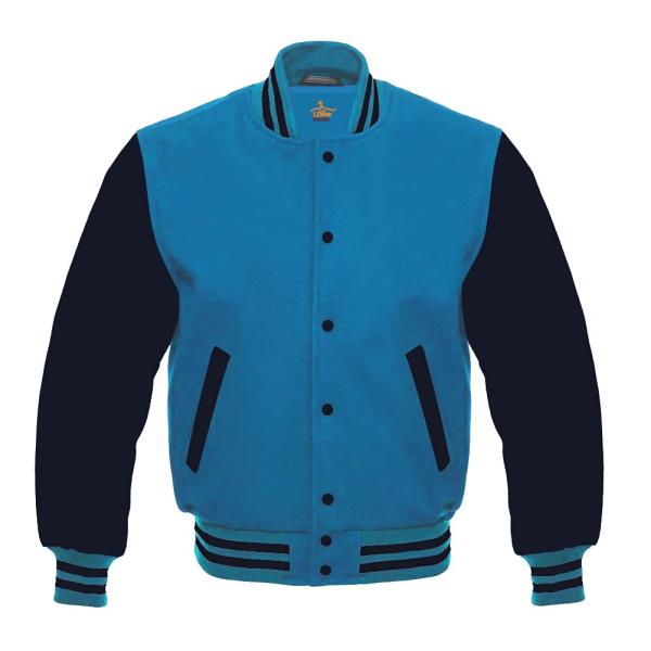 商品名:  Lishow Fashion Men's Varsity Baseball Letterman School Bomber style all wool Navy blue sleeves jacket (Sky, L)ブランド...