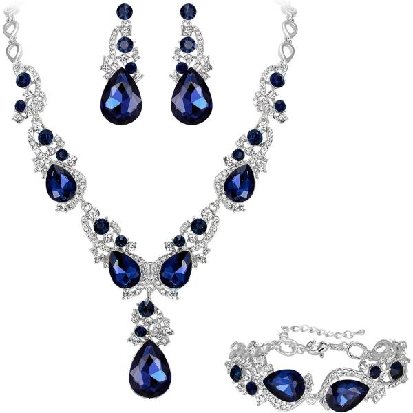 商品名BriLove レディース ウェディング ブライダル クリスタル マルチティアドロップ クラスター ステートメントネックレス ダングルイヤリングセット, クリスタル 合金,BriLove Wedding Bridal Jewelry ...