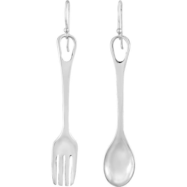 商品名Bon App tit スプーンとフォーク .925スターリングシルバー カトラリーイヤリングAeraVida Stylish Bon App tit Spoon and Fork Mismatched Pair .925 Sterl...