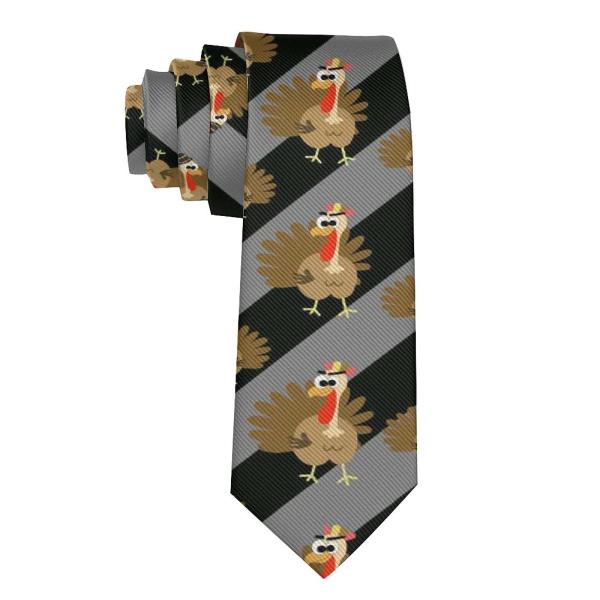 商品名:  AMRANDOM Durable Polyester Necktie Funny Thanksgiving Turkey And Strap Print, Men's Slim Regular Smooth Ties Washa...