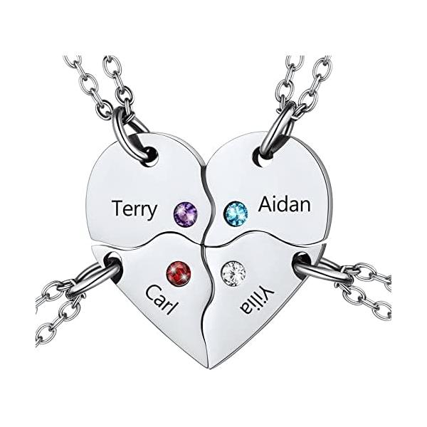 商品名BFF ネックレス 2/3/4/5/6 レディース ガールズ ステンレススチール パーソナライズド 家族/兄弟/友情 ジュエリーセット カスタム 親友 名前 刻印 ハート パズル マッチングペンダントネックレス, M, ステンレス鋼,...