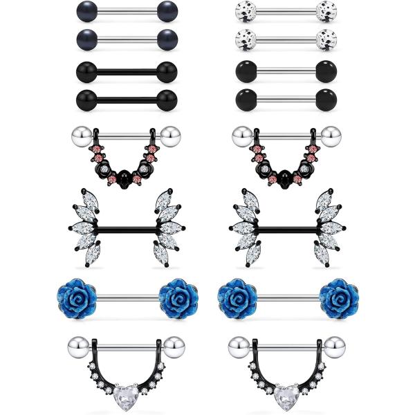 商品名Kadogohno Nipple Rings for Women Nipple Piercing Jewelry 14G Nipple Rings Surgical Steel Screw Nipplerings Nipple Shi...