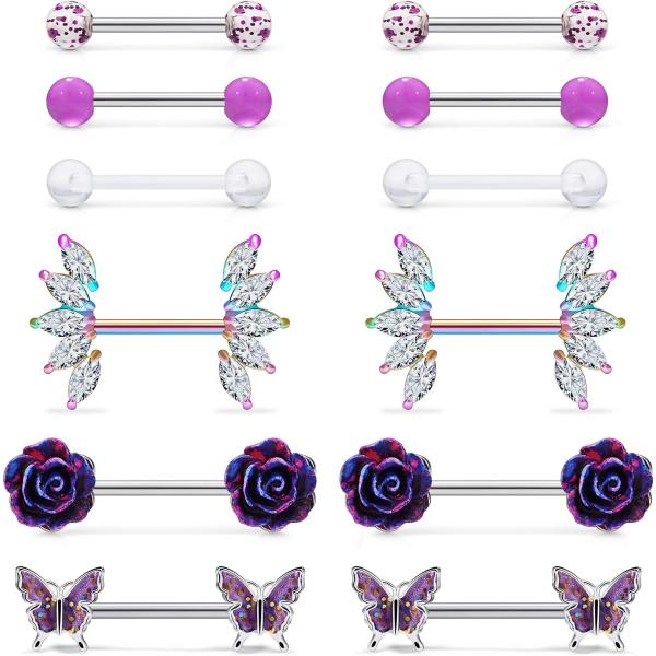 商品名Kadogohno Nipple Rings for Women Nipple Piercing Jewelry 14G Nipple Rings Surgical Steel Screw Nipplerings Nipple Shi...