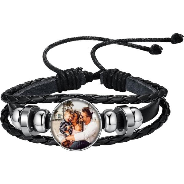 商品名Custom4U Personalized Photo Bracelets PU Braided Leather Charm Photo Bracelets Women Men Christmas Giftsブランド：Custom4U...