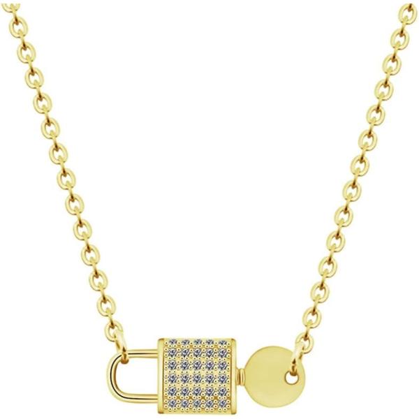 商品名キーロックネックレス リンクチェーン 南京錠ジルコンペンダントネックレス レディース メンズ ファッション ゴシック 美学 ジュエリー 誕生日ギフト, ステンレス鋼, キュービックジルコニア,Key Lock Necklace Lin...