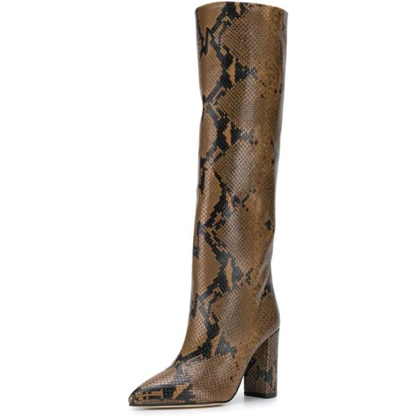 商品名Goolita Women's Knee High Snakeskin Boots Chunky Heel Wide Calf Pull on Long Bootieブランド：Goolita商品サイズ：8.5高さ：10 cm横幅：20...