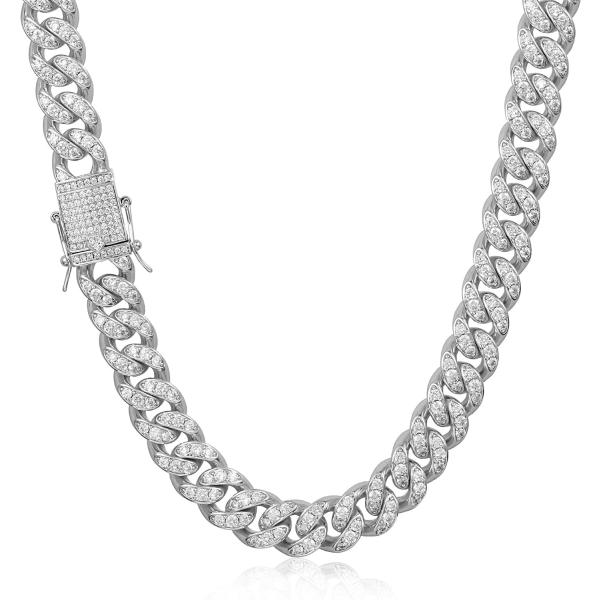 商品名Apzzic 12mm マイアミキューバリンクチェーン キラキラ光るアイスアウト 1列 キュービックジルコニア ダイヤモンドネックレス ゴールドメッキ ヒップホップチョーカーネックレスブレスレット レディース メンズ, 金メッキ 人工...