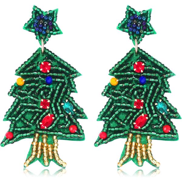 商品名MOLOCH クリスマスピアス レディース ビーズ トナカイ 雪の結晶 クリスマスツリードロップ ダングルイヤリング サンタ フェスティブ ホリデーギフト 女の子向け, ビーズ, 知らないChristmas Eaarrings for...