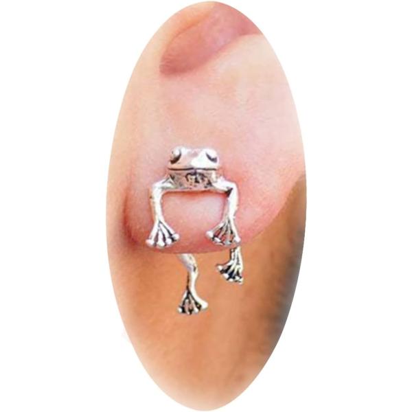 商品名カエルイヤリング 女の子用 トレンディ 3D シルバー カエルピアス 女性用 アニマルポスト スタッドピアス ティーンガールギフト トレンディなもの カエルジュエリー ギフト ティーンの女の子への靴下の詰め物 ティーン/娘/孫娘/クリ...