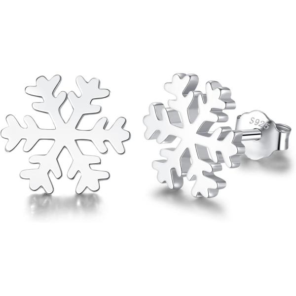 商品名Silver Christmas Stud Earrings for Women Girls, Hypoallergenic Solid 925 Sterling Silver Snowflake Stud Earrings Cute...