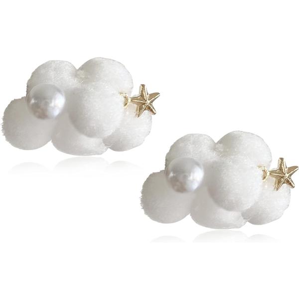 商品名GPASTG キュート ハンドメイド 軽量 非対称 ホワイト 雲 スター チェーン ダングル ドロップ スタッド イヤリング レディース ガールズ ステートメント ジュエリー ギフト, 金属, N/P,GPASTG Cute Hand...