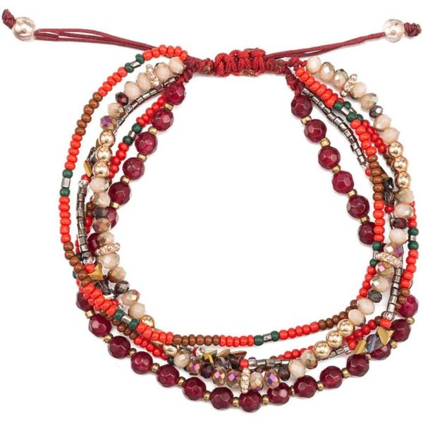 商品名ハンドメイド ビーズチェーン ラップブレスレット レディース マルチレイヤー 調節可能 編み紐 ストレッチノット ビーズブレスレット レディース ガールズ, クリスタル,kelistom Handmade Beaded Chain W...