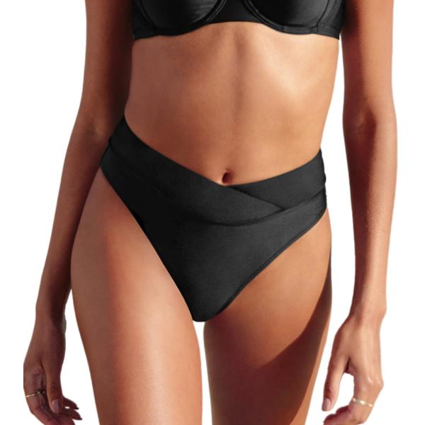 商品名:  CUPSHE Women's Bikini Swimsuit Black High Waisted High Cut Cheeky V Cut Bikini Bottom Lブランド: CUPSHE商品サイズ: Large高さ:...