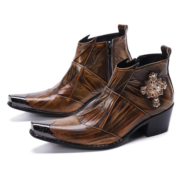 商品名:  Santimon Mens Dress Boots Western Leather Fashion Brown Casual Pointed-Toe Metal Tip Shoes 11ブランド: Santimon商品サイズ: ...