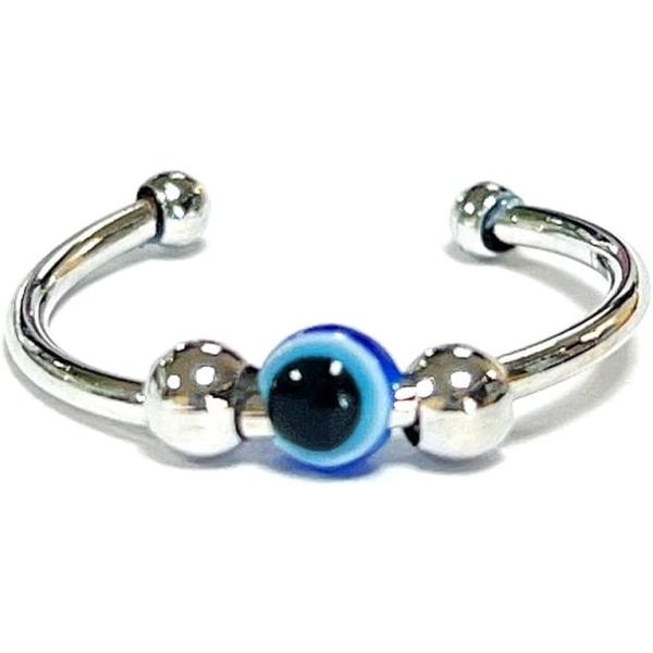 商品名COLORFUL BLING Set Spiral Anxiety Adjustable Evil Eye Bead Spinner Finger Stackable Joint Knuckle Ring Rotate Freely ...