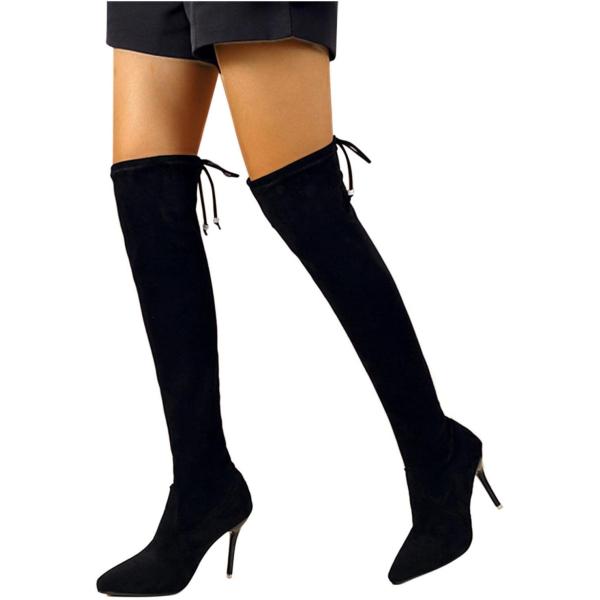 商品名Gibobby Boots for Women Dressy,Thigh High Boots Fashion Pointed Toe Mid Heels Over The Knee Warm Stretchy Tall Boots ...