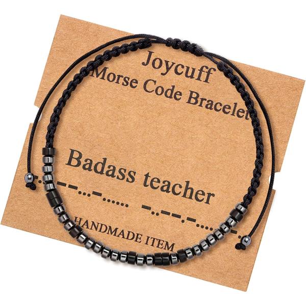 商品名Morse Code ブレスレット 女性用 面白いギフト 女の子へのインスピレーションジュエリー 秘密のメッセージ クリスマス 誕生日プレゼント 彼女に, 宝石なし。JoycuFF Teacher Gifts for Christma...