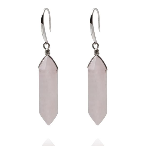 商品名White Gold Plated Sterling Silver Wire Wrapped Natural Rose Quartz Earrings for Womenブランド：Kakikaki商品サイズ：高さ：1.7 cm横幅：5...