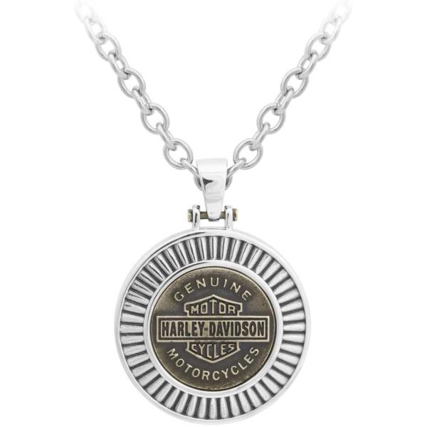 商品名Harley-Davidson Men's Gold Toned Steel Bar &amp; Shield Chain Necklace, HSN0050-22ブランド：Wisconsin Harley-Davidson商品サイズ...
